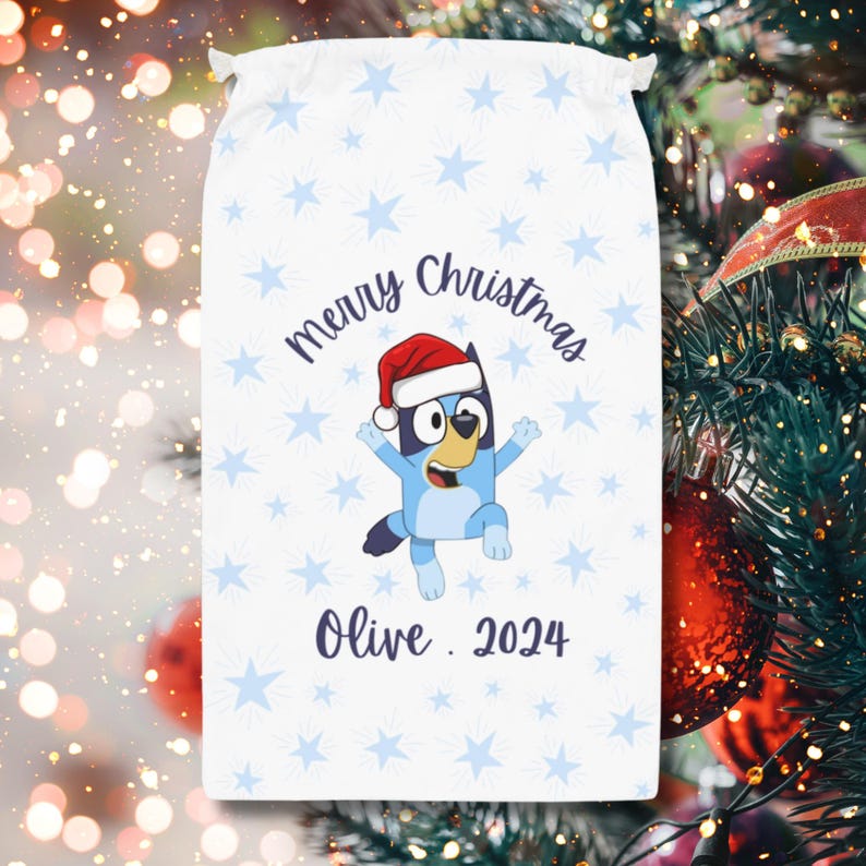 Personalized Bluey Holiday Santa Sack for Kids Unique Christmas Gift ...