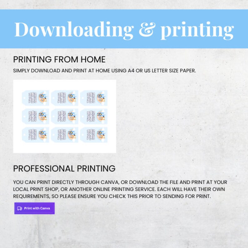 Bluey Themed Thank You Tags for Birthday Party, Bingo Party Favor Tags ...