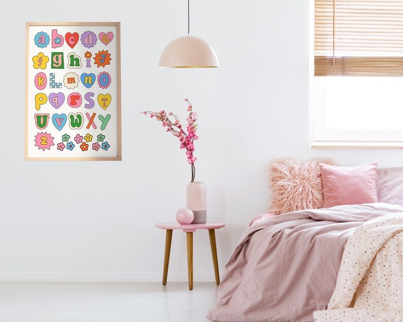 Pastel Alphabet Printable Wall Art for Girl's Room ABC Poster ...