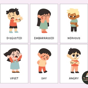 Emotions Flash Cards for Kids Montessori Homeschool Printable Chart - Etsy