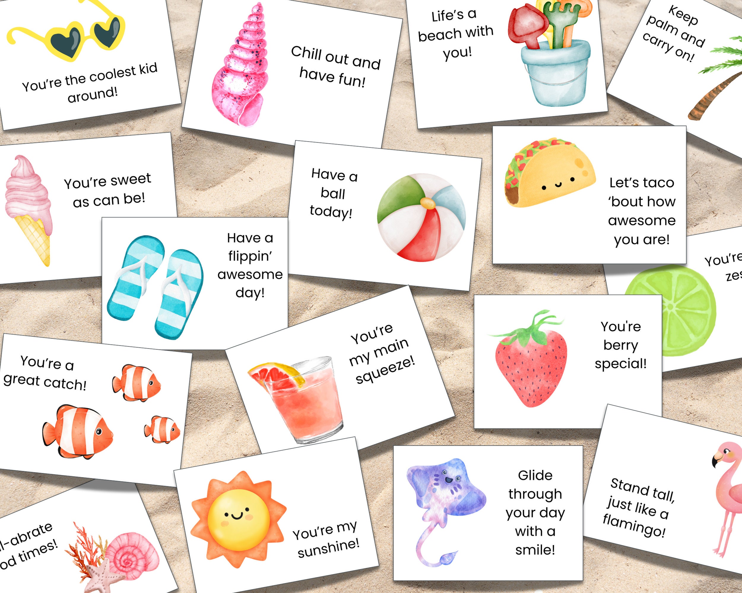Summer Lunchbox Notes, Lunch Box Notes Printable, Lunch Notes for Kids ...
