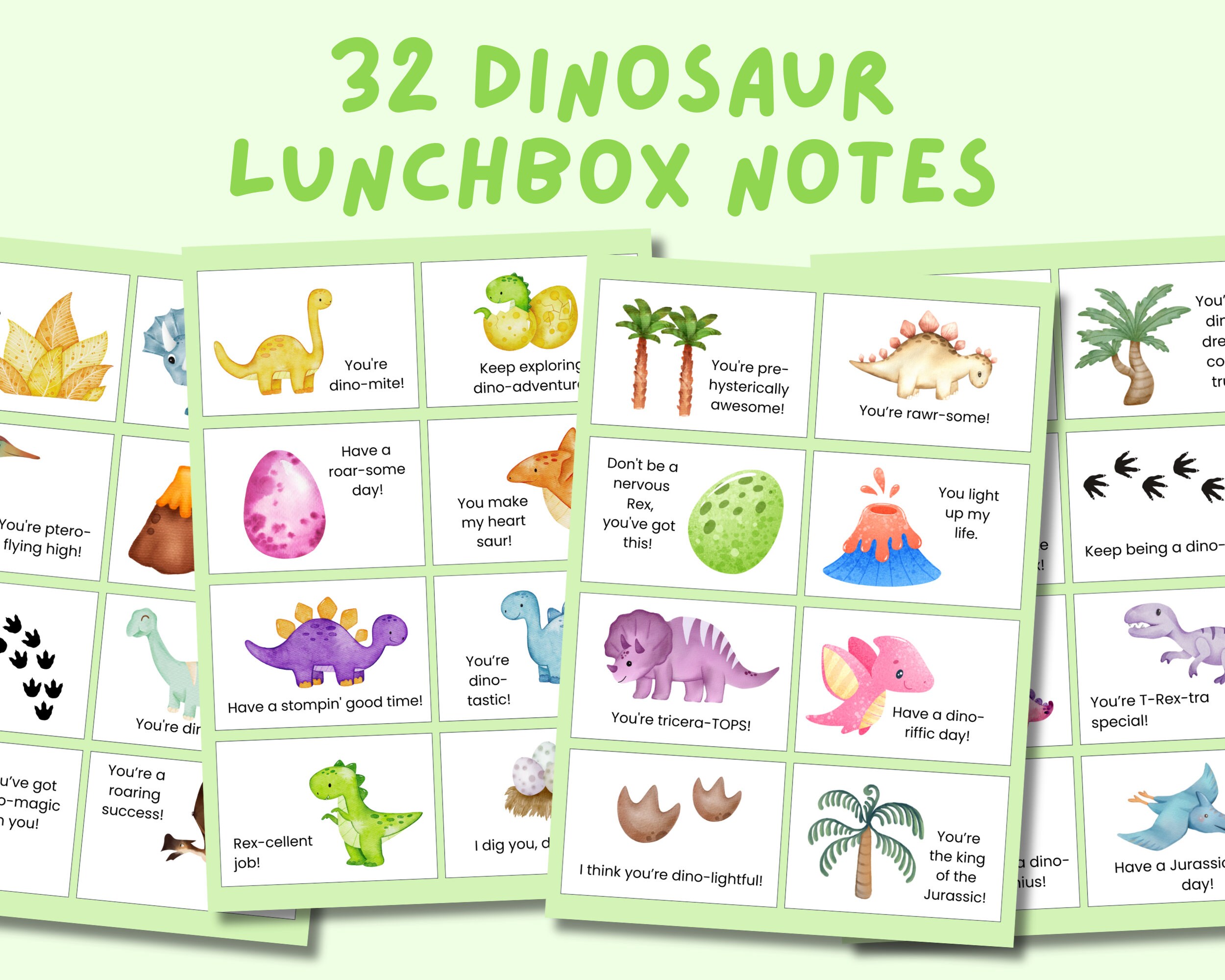 Jurassic Park Dinosaur Lunchbox Notes Printable for Kids Cool ...