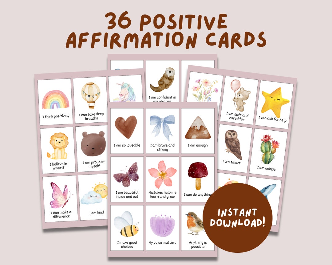 Printable Positive Affirmation Cards for Kids, Motivation, Self Esteem ...