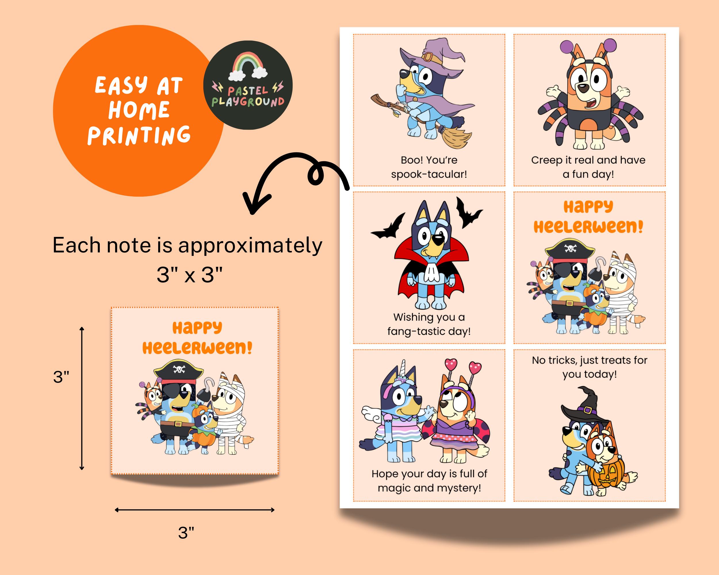 Bluey Halloween Lunchbox Notes for Kids Back to School Printable Lunch ...