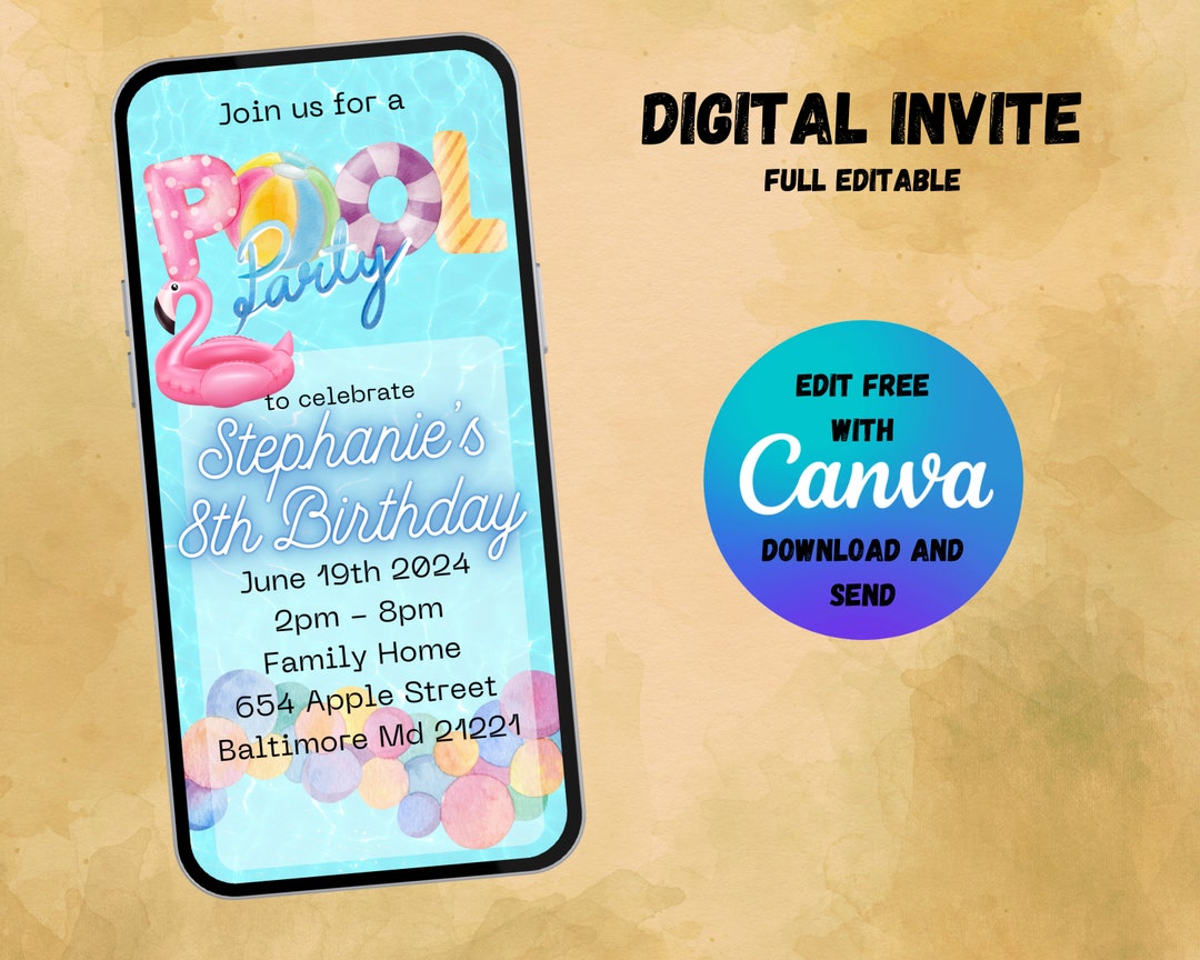 Editable Pool Party Planning a Pool Party Summer Fun Invitation Pool ...