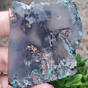 SLAB-RAW - Chrysocolla Confetti Floating Native Copper - Size:52x41x7,7 ...