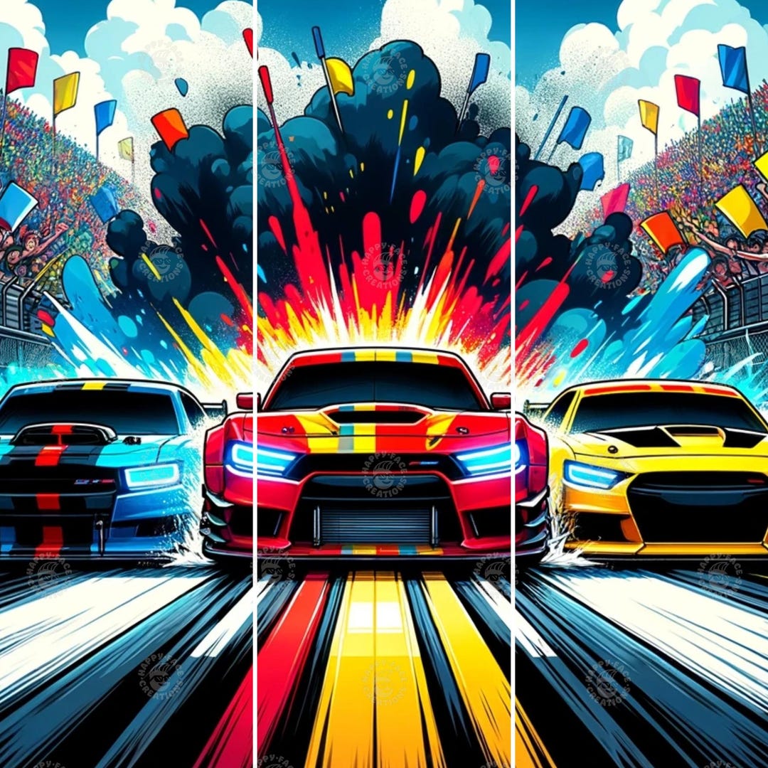Triple Car Race Bookmark Set - Etsy