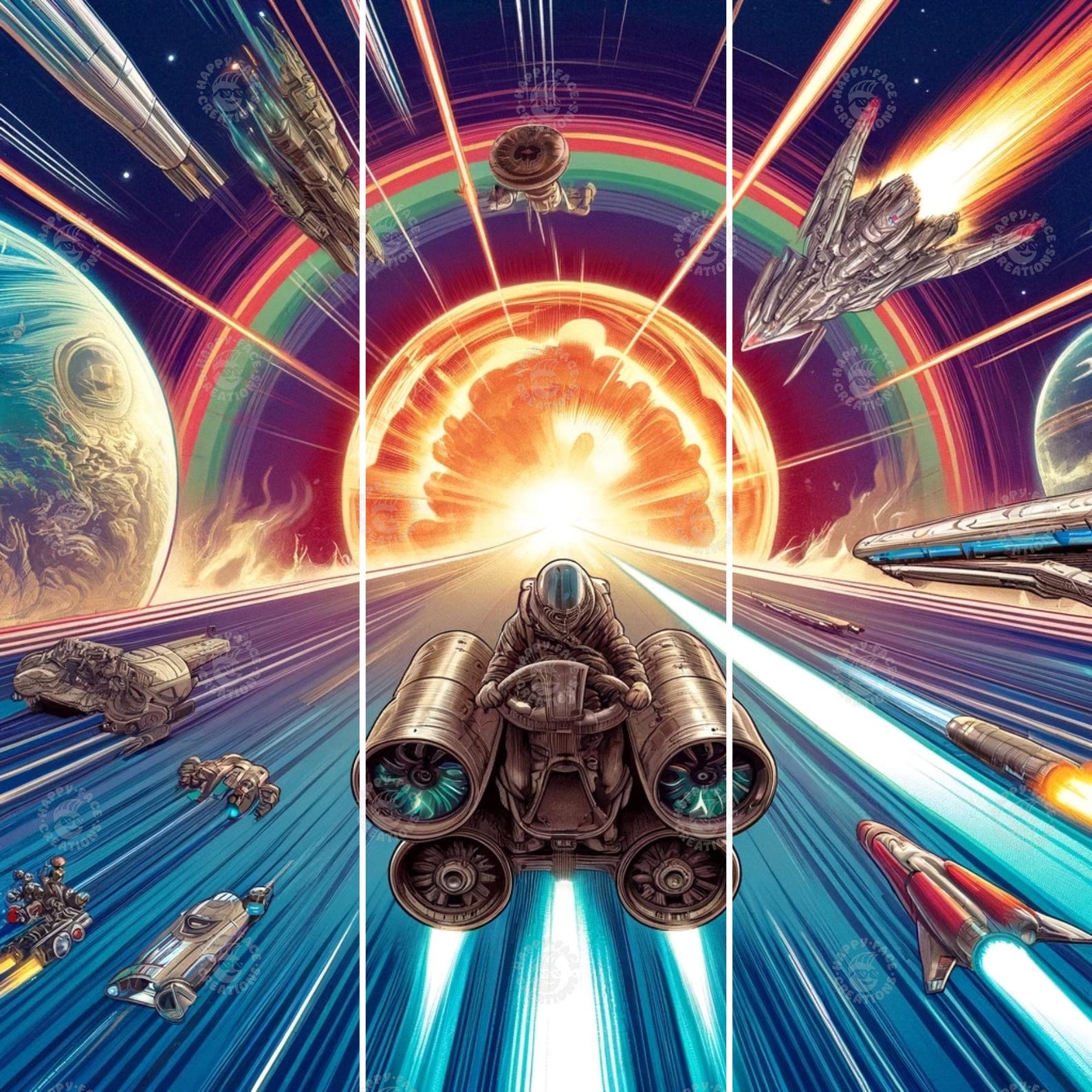Spaceship Race Sci-fi Art Scene Bookmark Set - Etsy