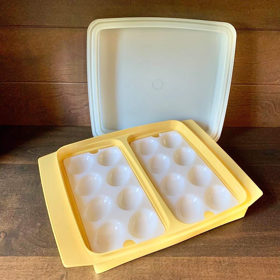 Vintage Tupperware PRISTINE Yellow and Cream Condiment #723 Hard Boiled ...