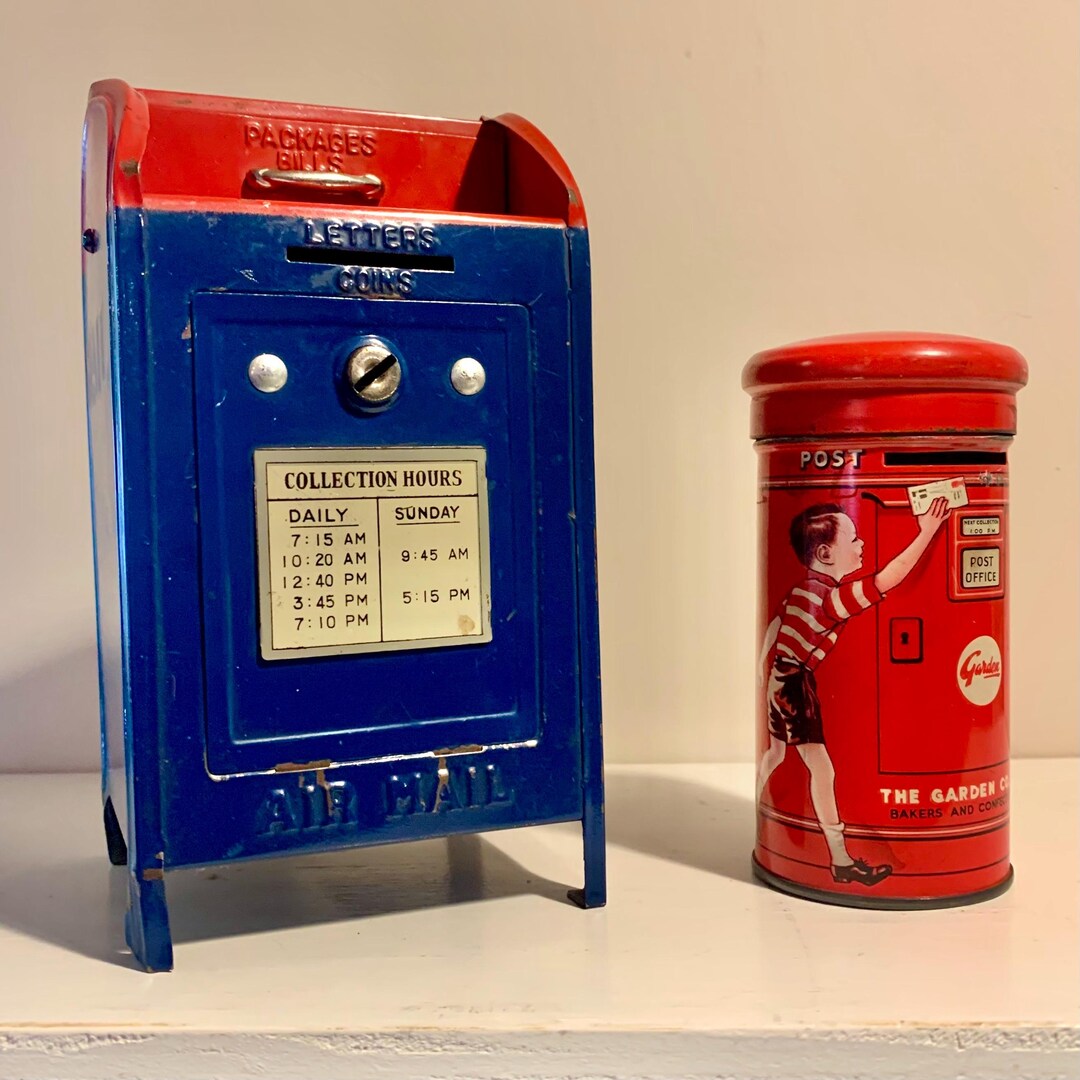 Vintage Metal Post Box Coin Banks. Both Have Some Dents and Rust ...