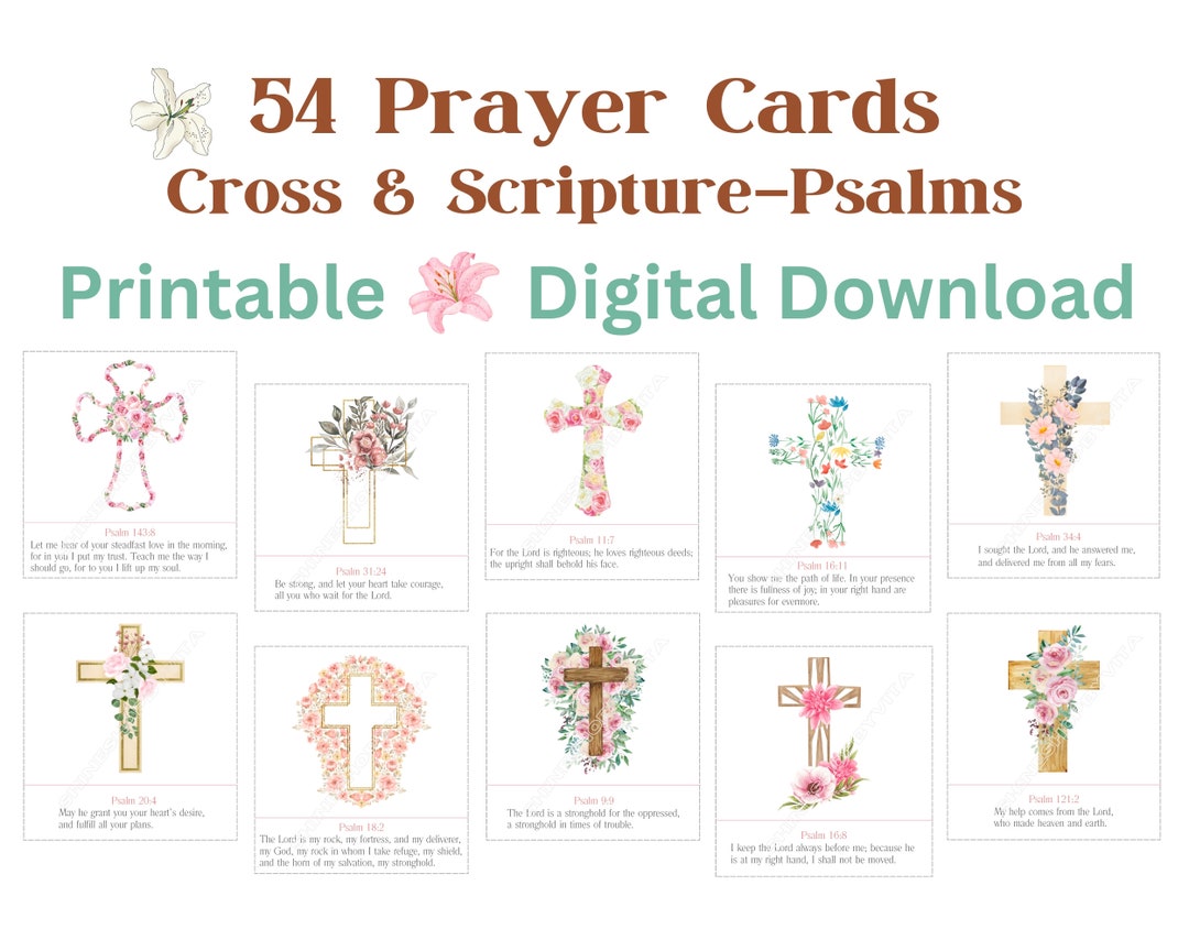 54 Cross & Scripture Cards Pray With the Psalms, Faith, Christian ...