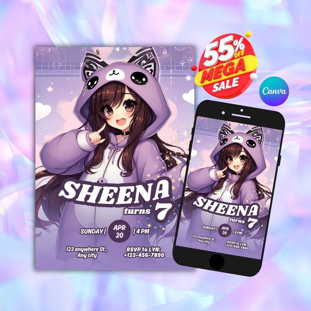 APHMAU Birthday Party Invitation, Editable Aphmau Template, Digital ...