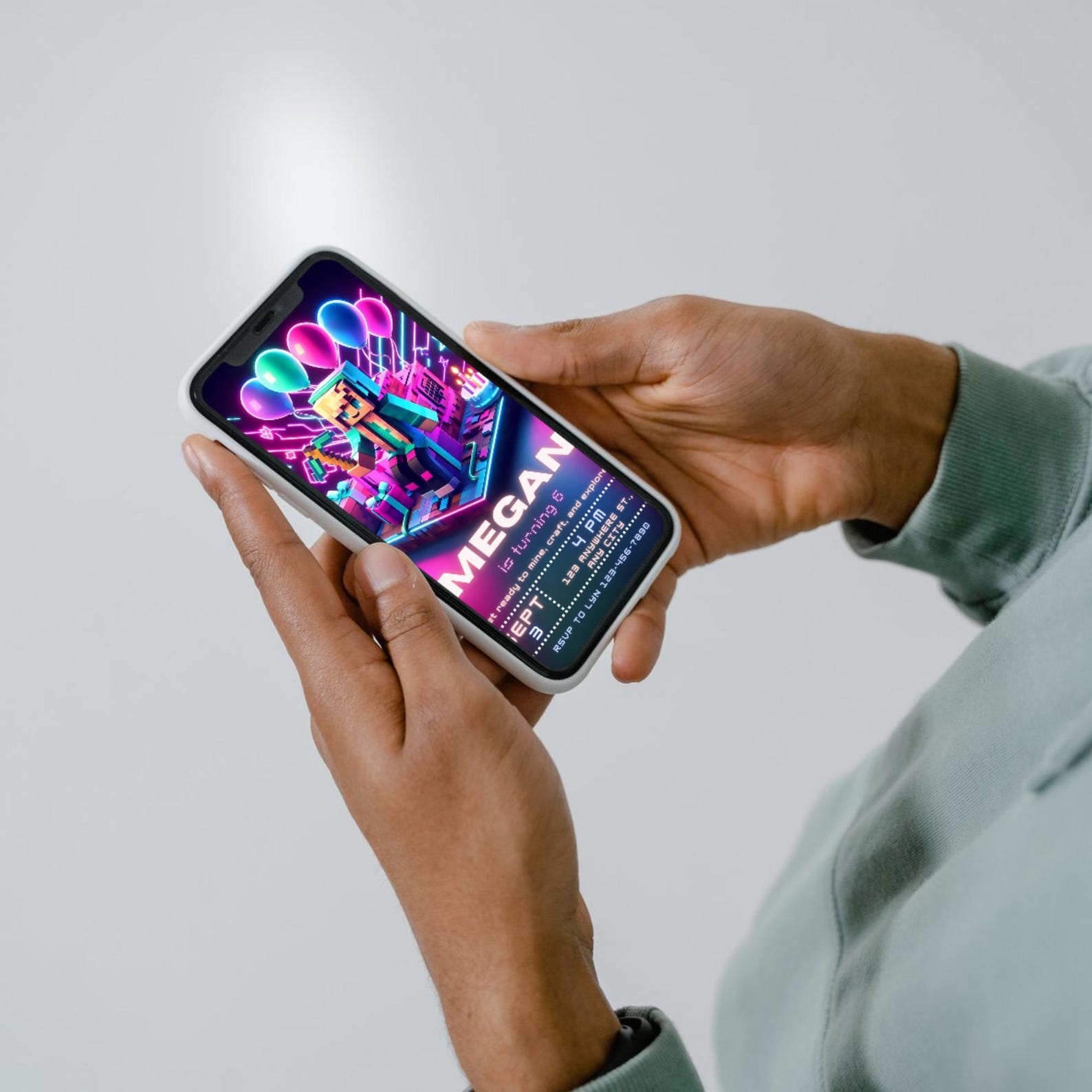 Neon Roblox Birthday Invitation, Colorful Game Roblox DIY, E-vite ...