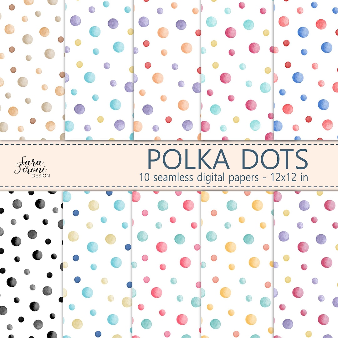 Polka Dots Digital Paper Pack, Seamless Pastel Bubbles Patterns, 12x12 ...