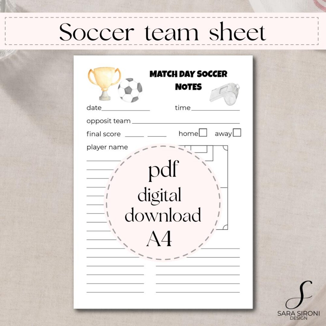 Match Day Soccer Planner, Game Day Organizer Printable, Player List ...