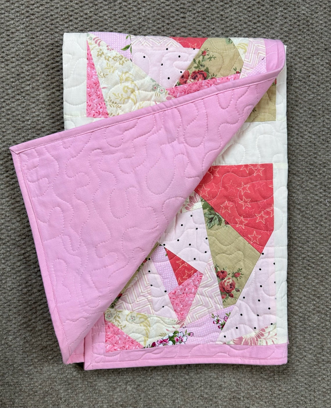 Handmade Pink Pattern Baby Quilt – 100% Cotton, Modern Nursery Decor - Etsy
