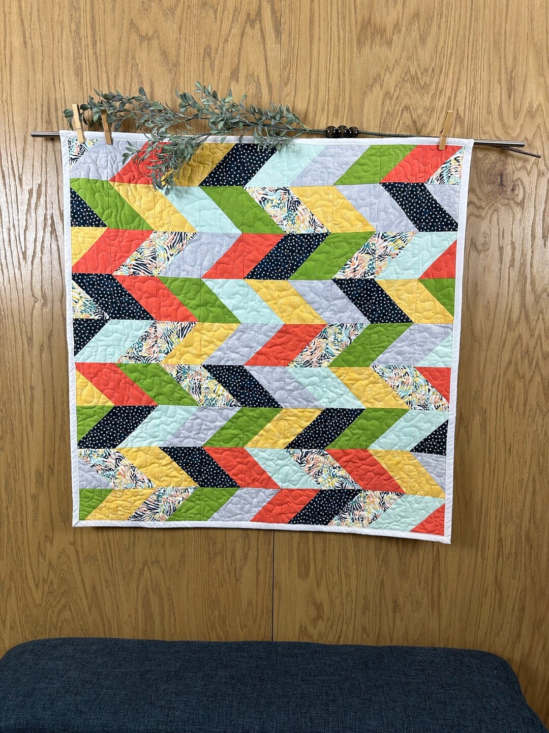 Chevron Pattern Baby Quilt - Handmade Baby Blanket - Traditional Baby ...