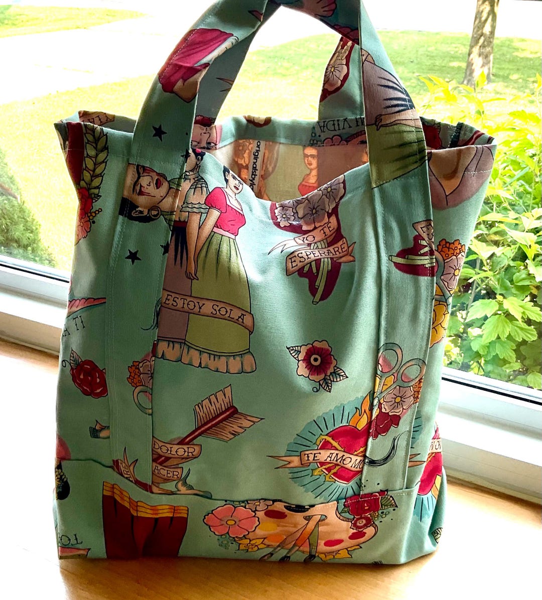 Handmade Reusable Market Bag , Tote Bag, Frida Paola, Green, Alexander ...