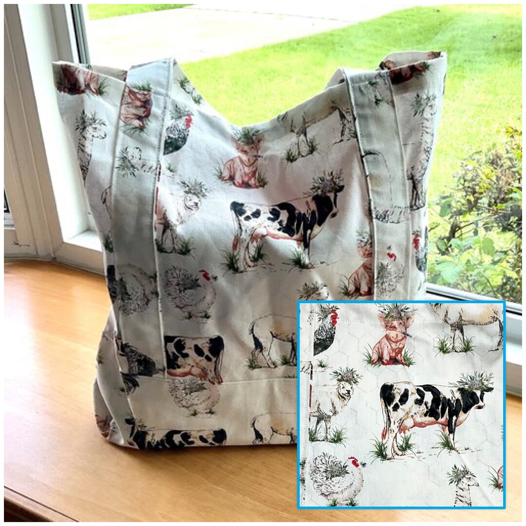 Handmade Reusable Market Bag, Tote Bag , Barnyard Animals - Etsy