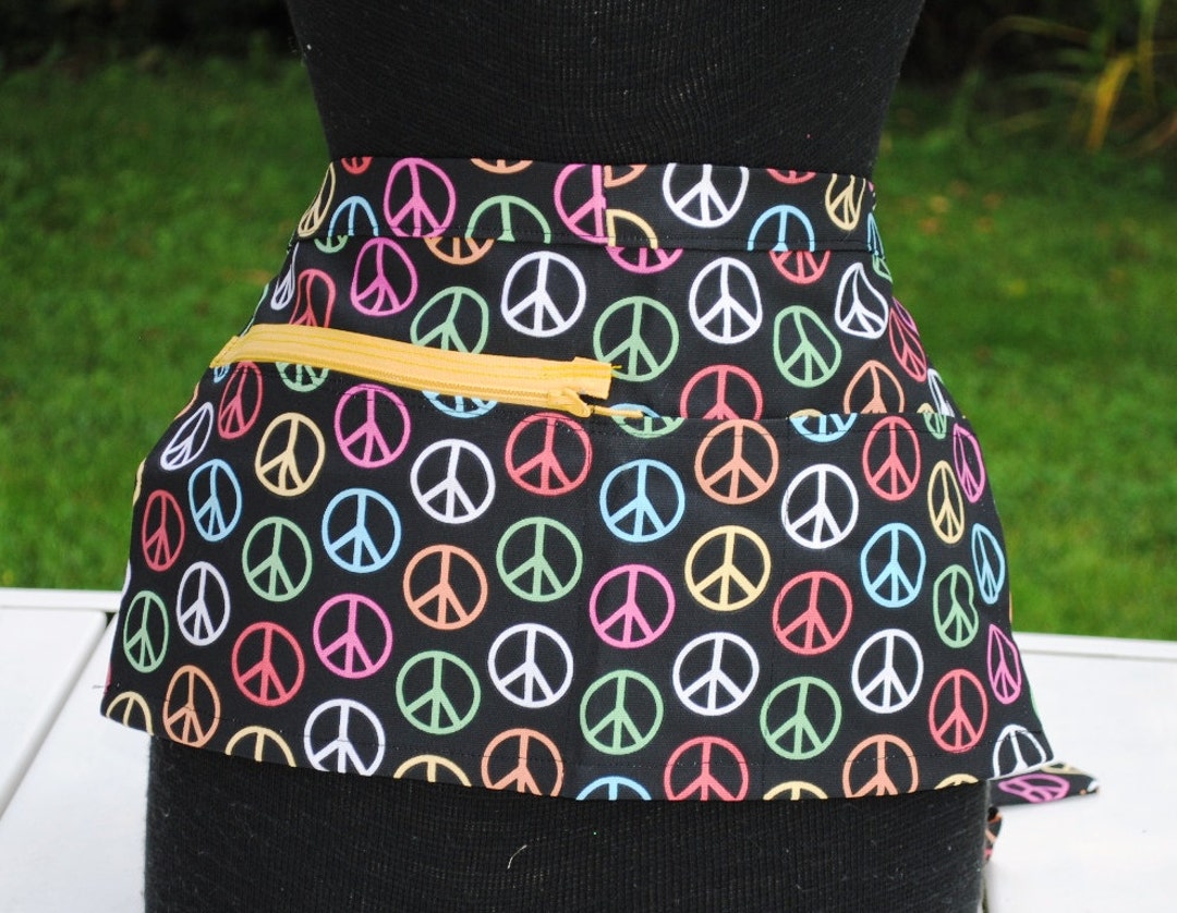 Zipper Server/vendor Apron, 3 Pockets, Rainbow Peace Signs - Etsy