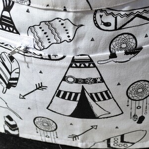 Vendor Server Apron, Zipper, White & Black Feathers and Teepes - Etsy