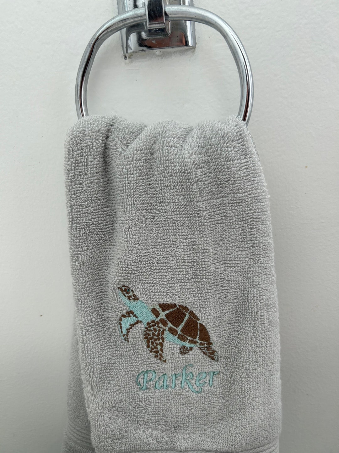 Personalized Embroidered Turtle Hand Towel - Etsy