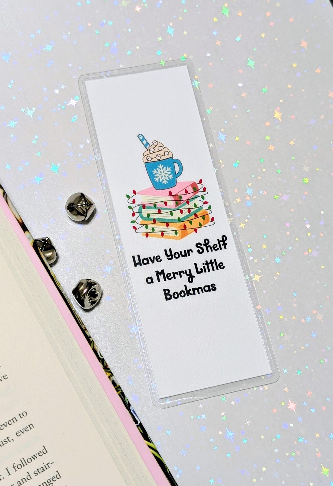 Merry Little Bookmas Bookmark | Book Lovers Christmas | Book Stack and ...