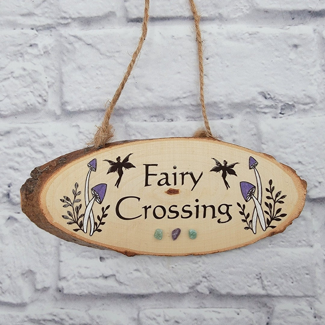 Fairy Crossing Sign, Wood Sign, Fairy Sign, Fairy Decor, Mushroom Decor ...