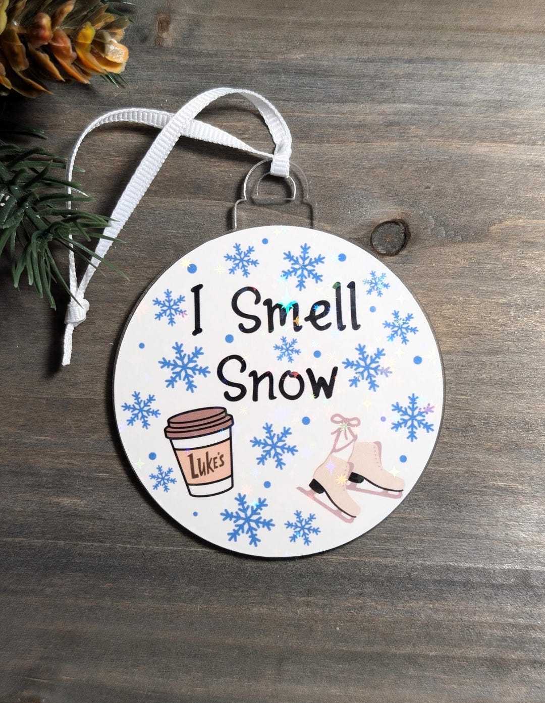 I Smell Snow Acrylic Ornament | Ice Skating and Coffee - Etsy