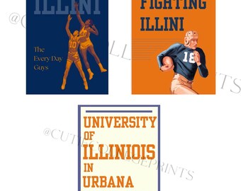 Cute University of Illinois Urbana Champaign College Poster Prints - Etsy