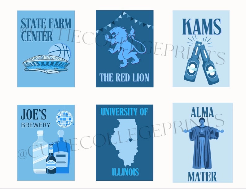 Cute University of Illinois Urbana Champaign College Poster Prints - Etsy