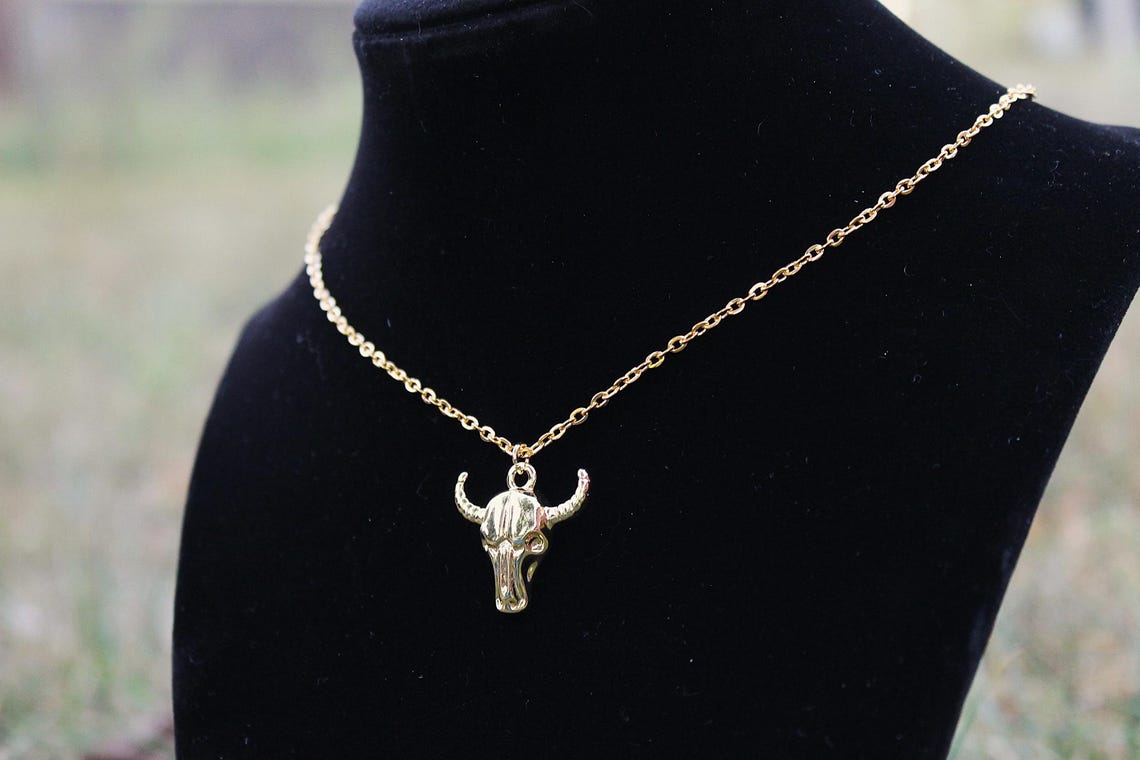 Gold Bull Charm Necklace - Etsy