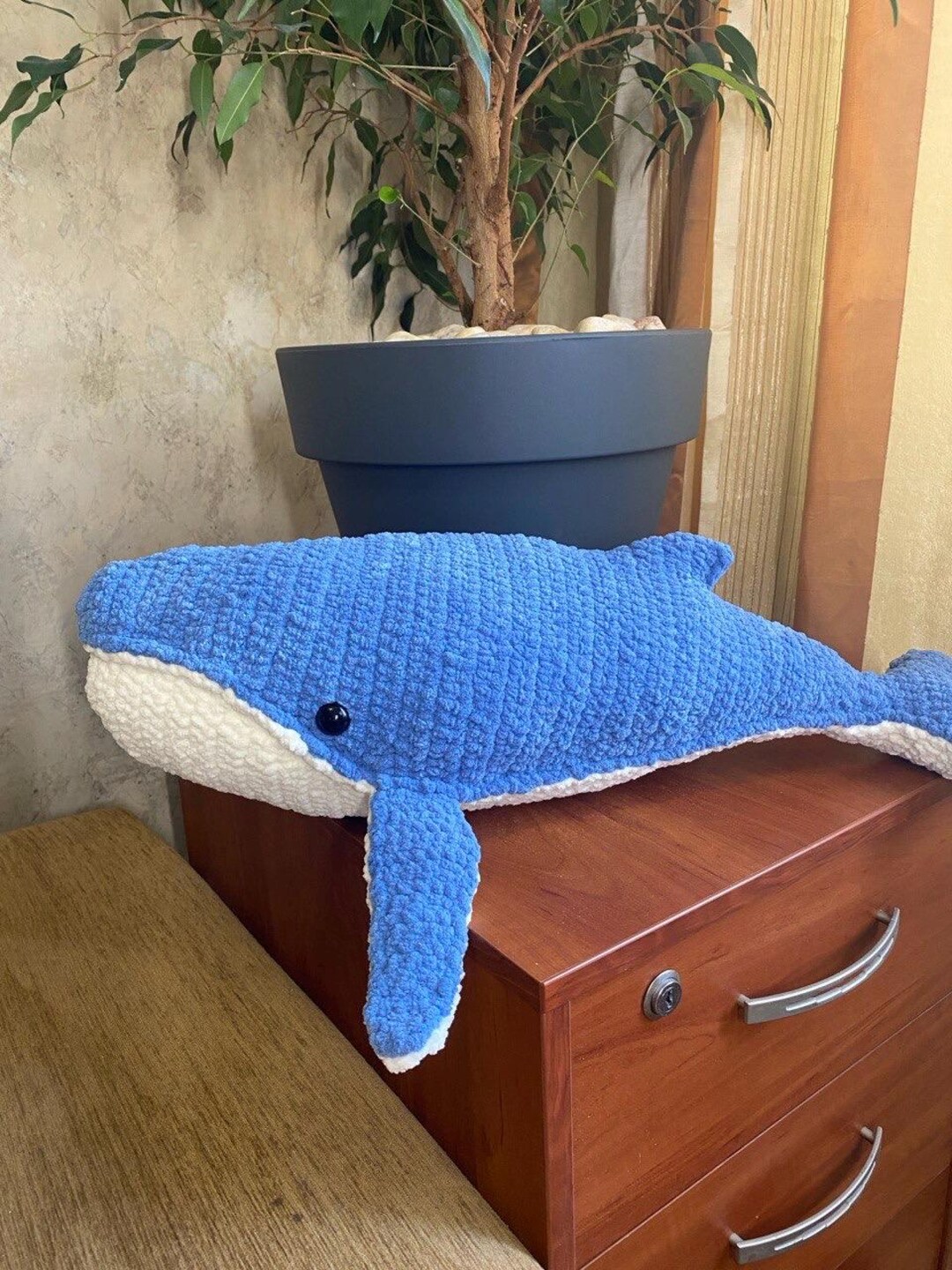 Plush Whale Toy, Blue Crochet Whale Pillow, Soft Sea Animal Stuffed Toy ...