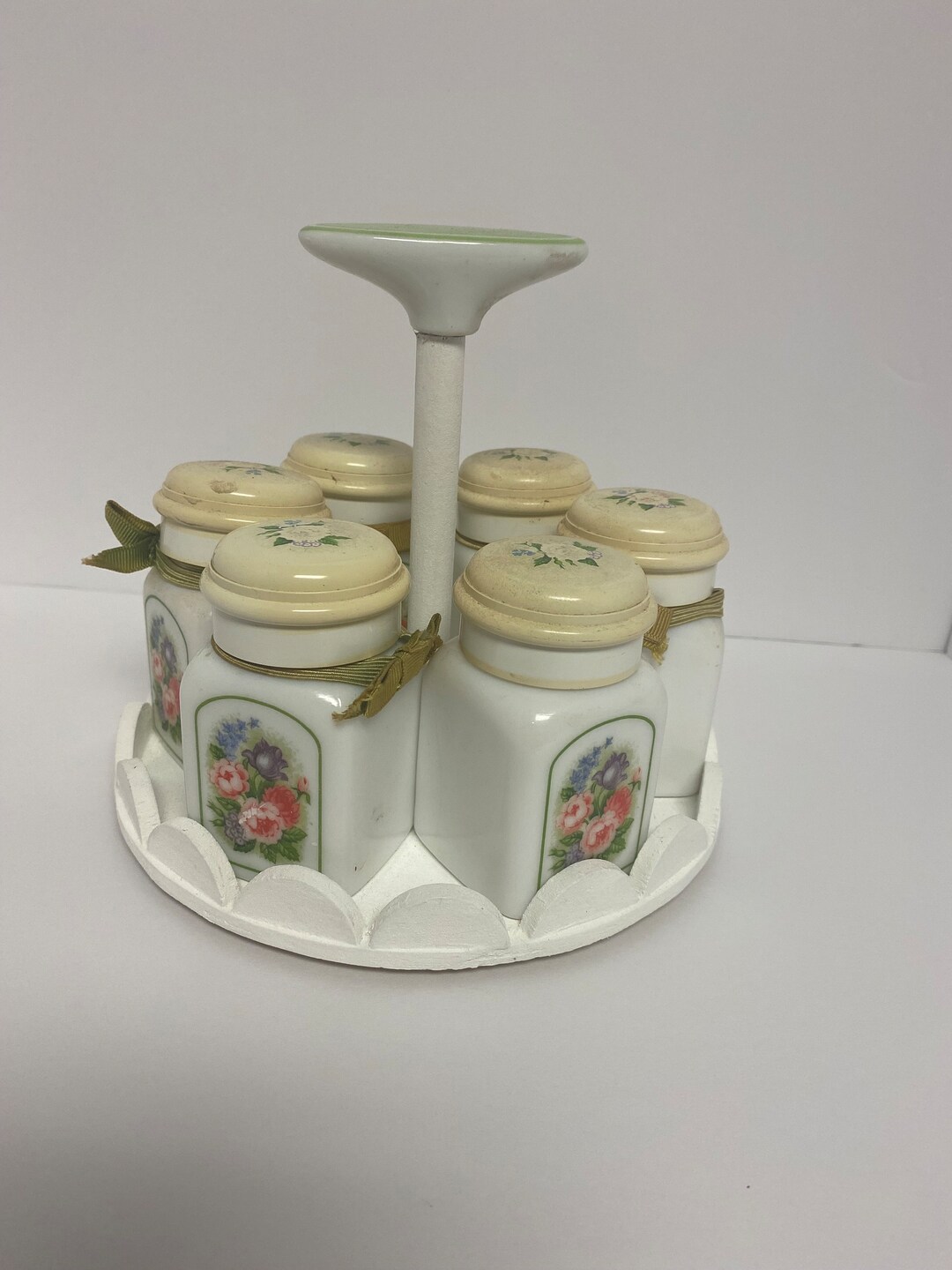 Vintage Avon Powder Sachet Bottles With Shaker Lid on a Handmade Stand ...