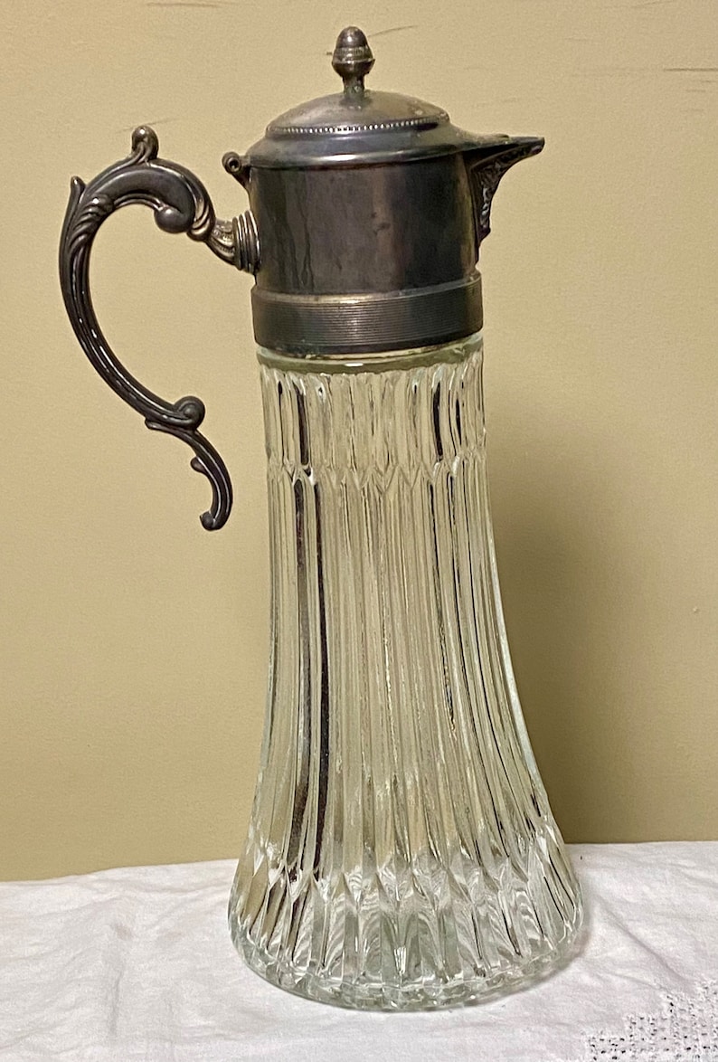 Vintage Ornate Silver Plated and Crystal Carafe - Etsy