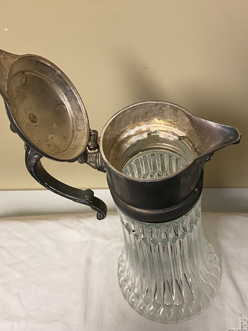 Vintage Ornate Silver Plated and Crystal Carafe - Etsy