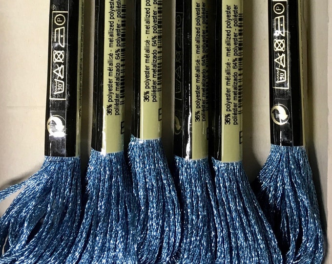 DMC E334 Blue Topaz Metallic Light Effects Embroidery Floss 1 Skein 6 Strand Thread for ...