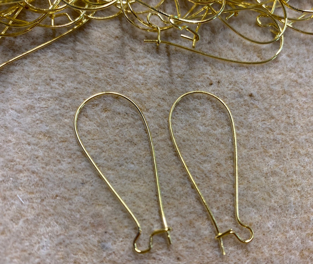 Kidney Hook Long Ear Wires Gold Plated Surgical Steel 30x14mm 6 Pairs ...
