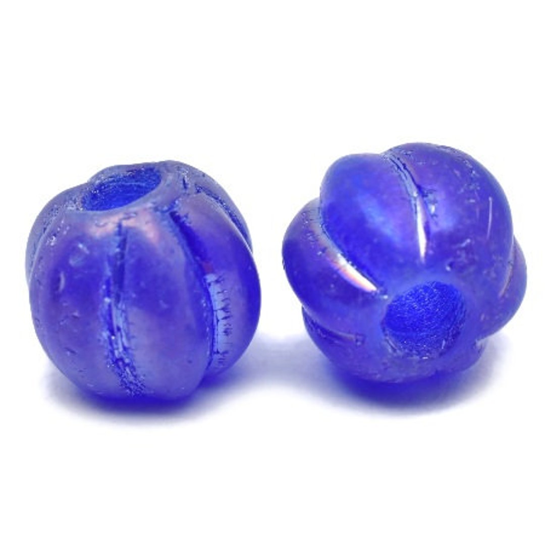 Melon Beads 8mm Large Hole Corrugated Melons Sapphire With Pink and ...