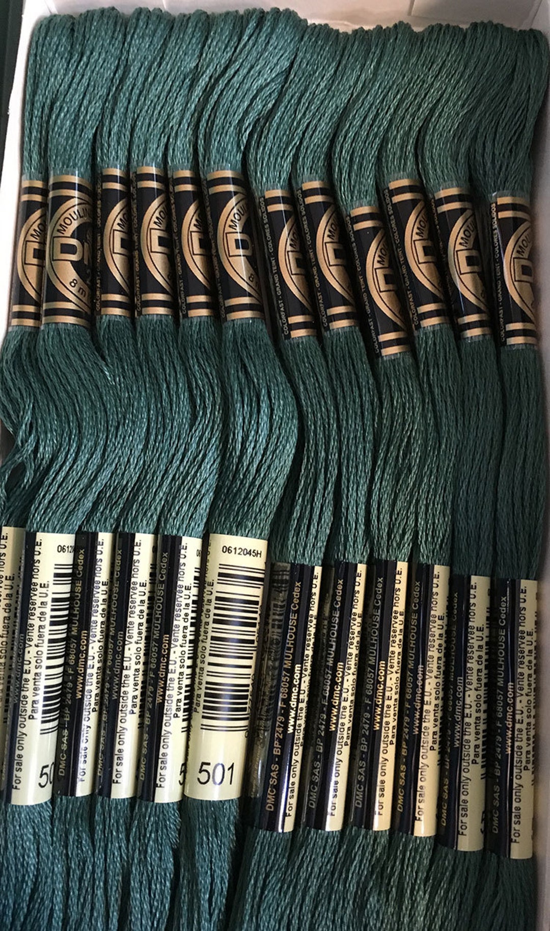 DMC 501 Dark Blue Green Embroidery Floss 2 Skeins 6 Strand Thread for ...