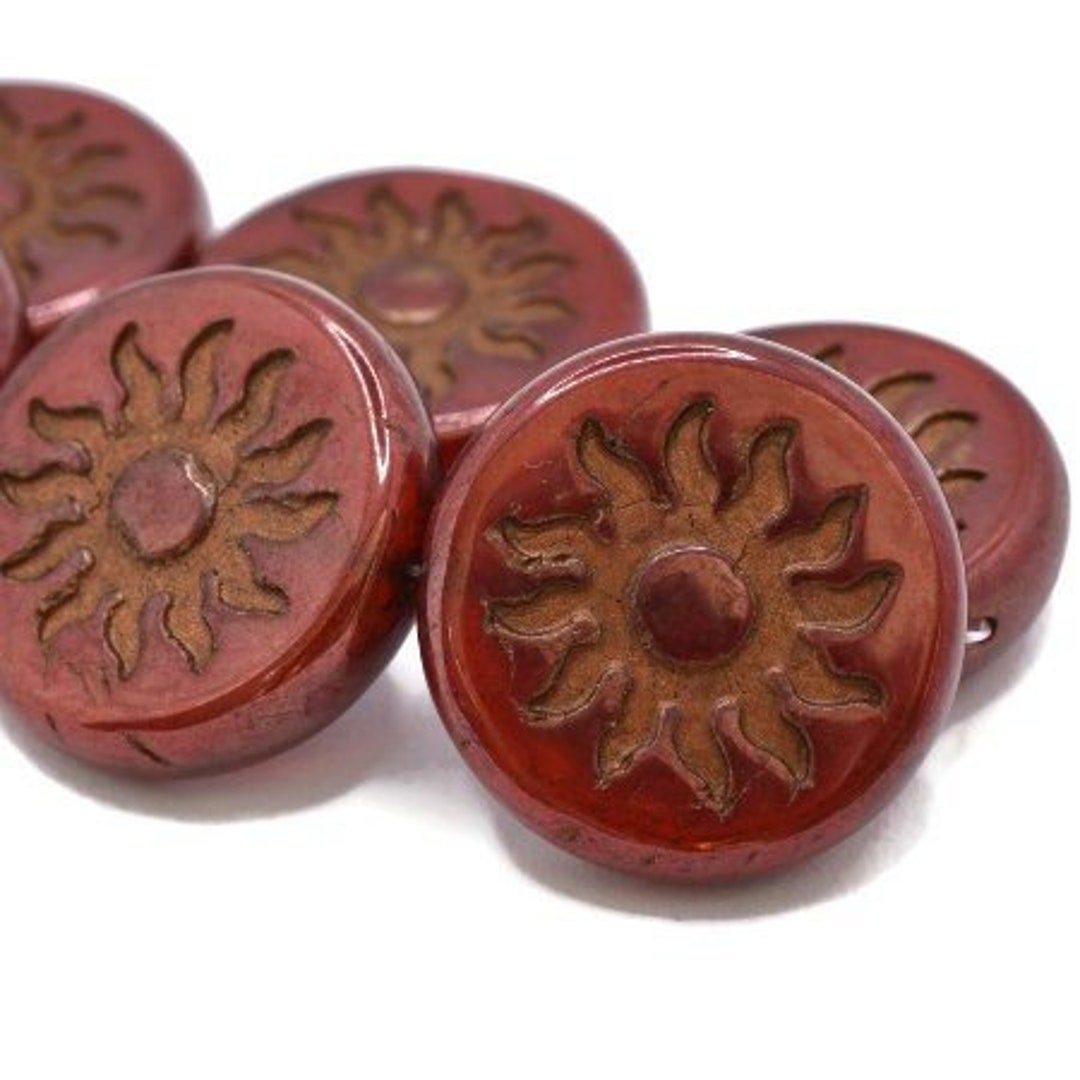 Sun Beads Burnt Orange With Metallic Finish and Gold Wash Chunky Coin ...