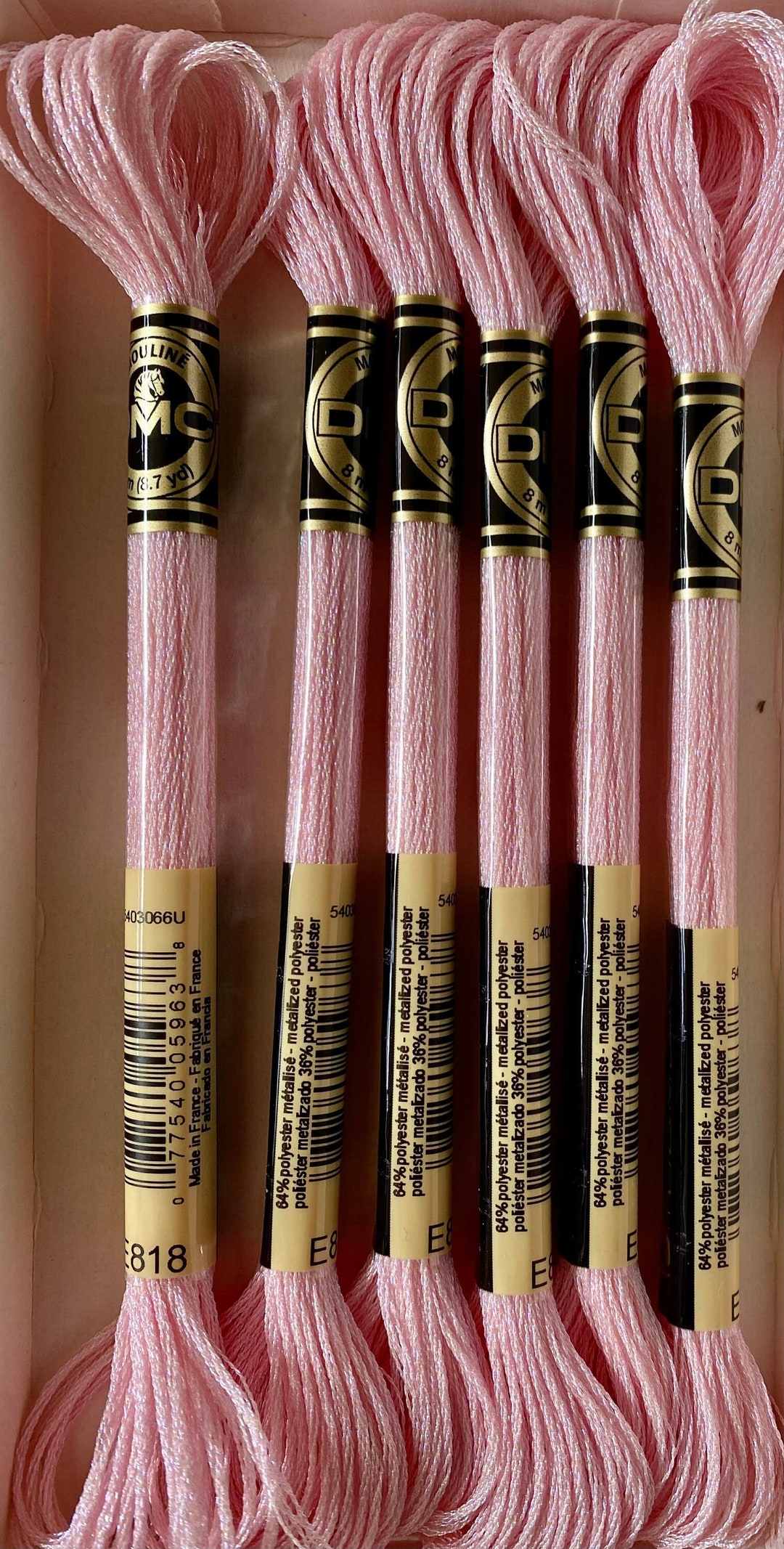 DMC E818 Pearlescent Soft Pink Metallic Light Effects Embroidery Floss ...