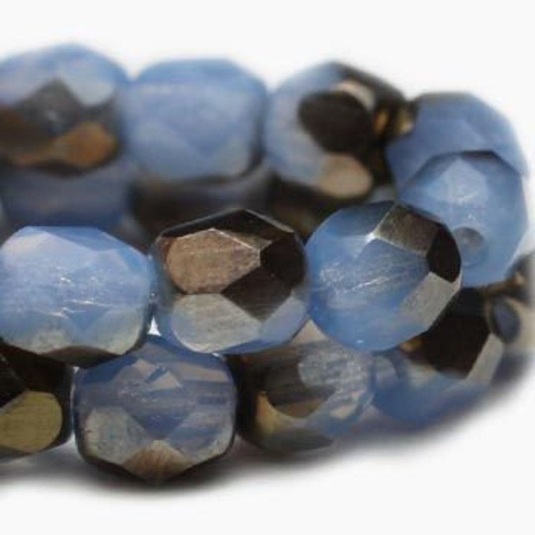 Fire Polished Crystals Cornflower and Bronze Preciosa Czech Glass ...