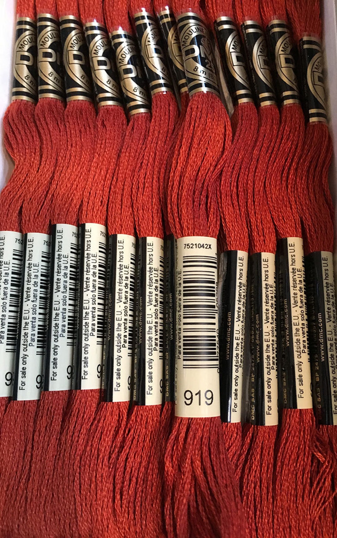 DMC 919 Red Copper Embroidery Floss 2 Skeins 6 Strand Thread for ...