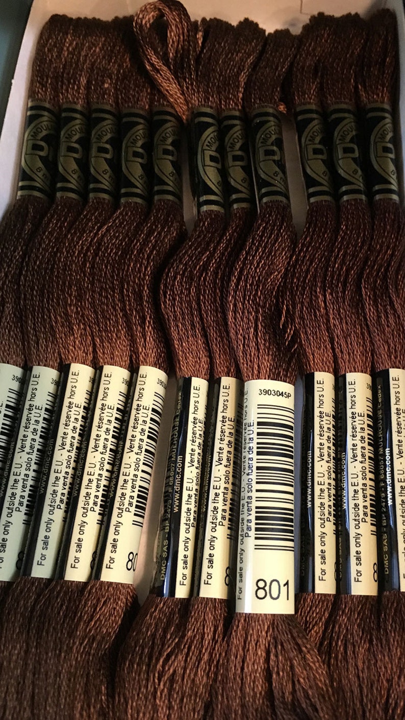 DMC 801 Dark Coffee Brown Embroidery Floss 2 Skeins 6 Strand - Etsy