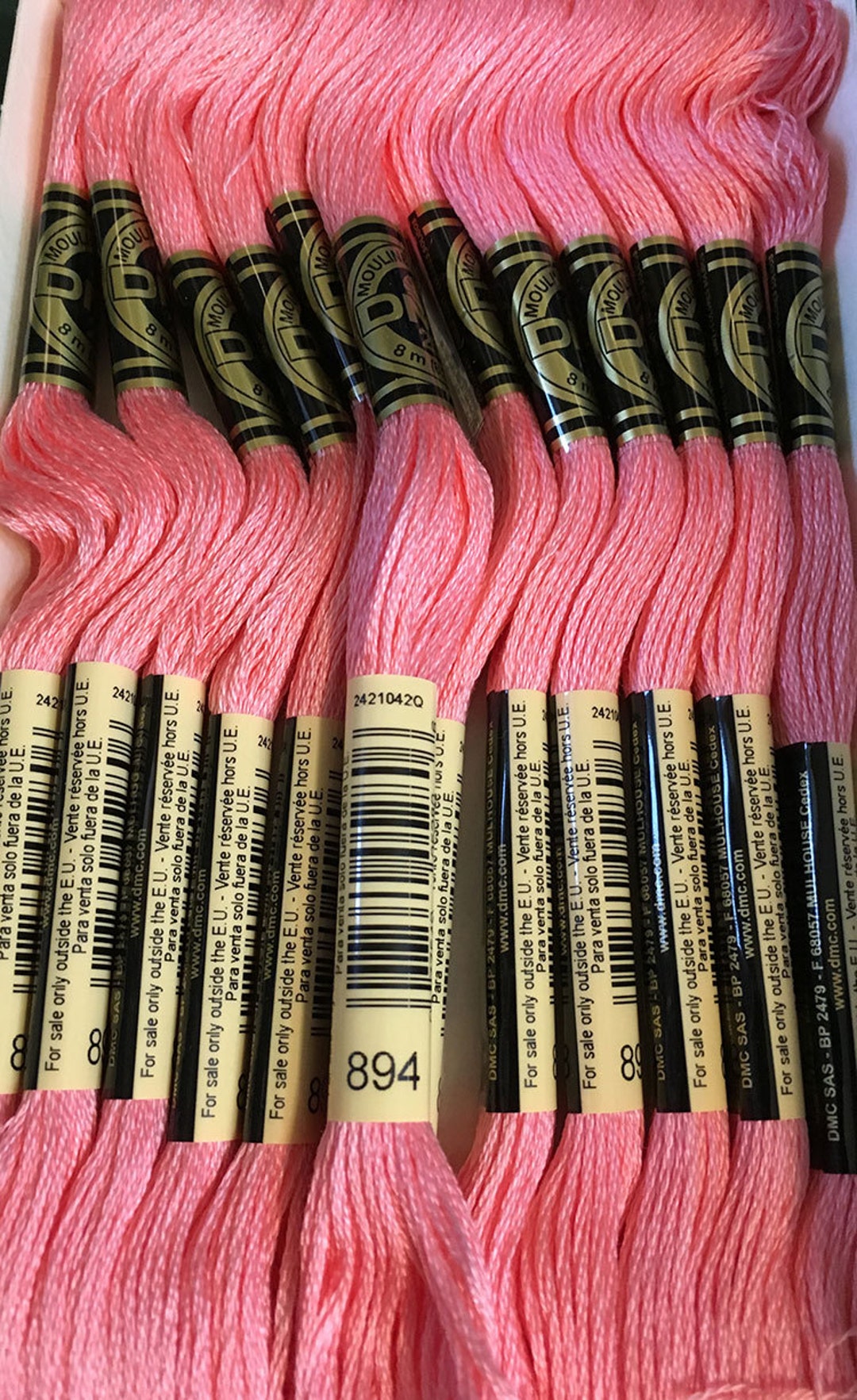 DMC 894 Very Light Carnation Embroidery Floss 2 Skeins 6 Strand Thread ...