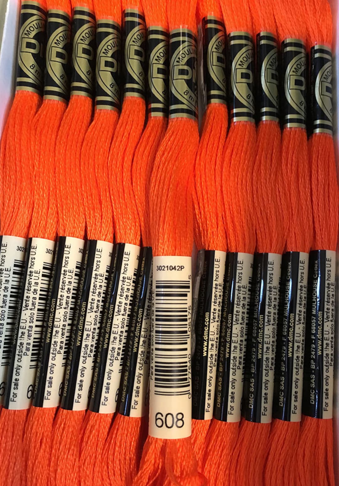 DMC 608 Bright Orange Embroidery Floss 2 Skeins 6 Strand Thread for ...