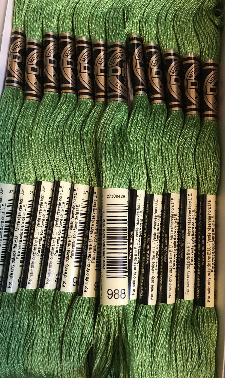 DMC 988 Medium Forest Green Embroidery Floss 2 Skeins 6 Strand | Etsy