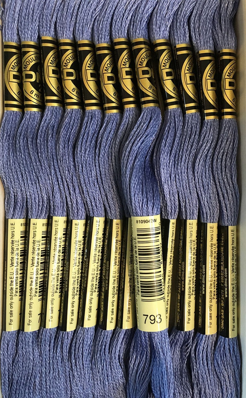 DMC 793 Medium Cornflower Blue Embroidery Floss 2 Skeins 6 Strand ...