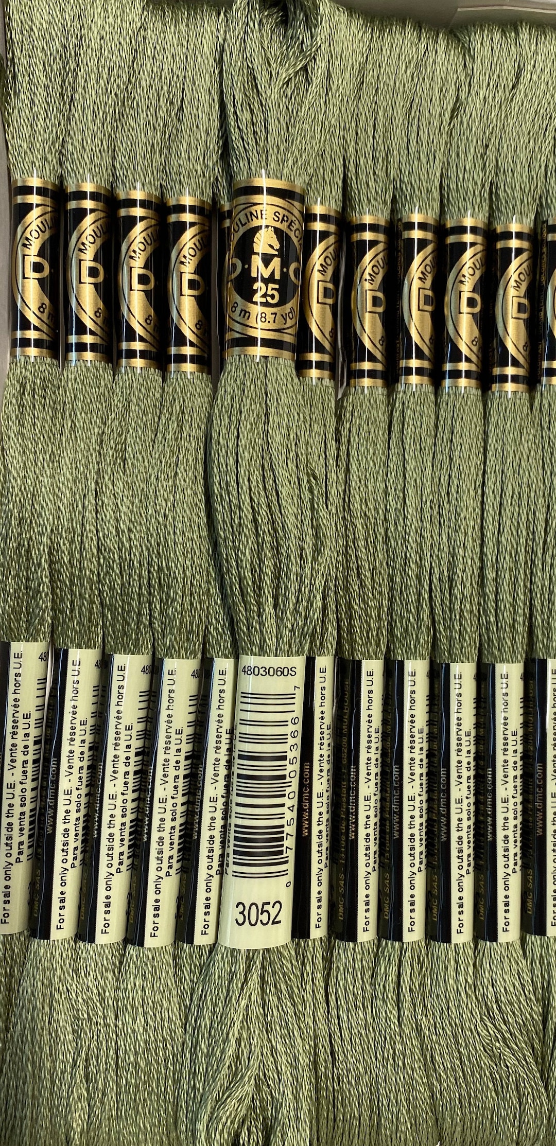 DMC 3052 Medium Green Gray Embroidery Floss 2 Skeins 6 Strand Thread ...